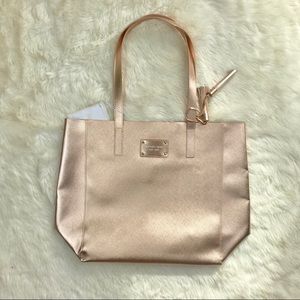 Michael Kors | Bags | Michael Kors Rose Gold Metallic Tote Bag Purse ...